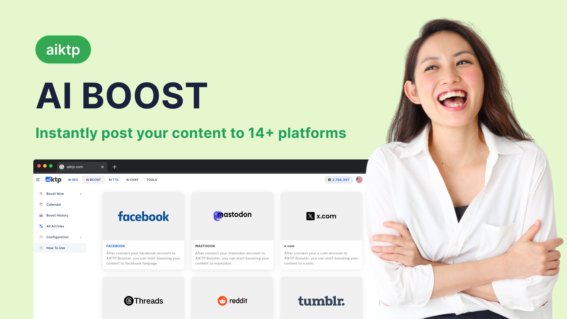 AI BOOST - Boost your content to 15+ platforms in just 30 seconds ...